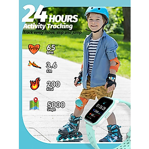 Butele Kids Smart Watch Girls Boys, Smart Watch for Kids Game Smart Watch Gifts for 4-16 Years Old with Sleep Mode 20 Sports Modes 5 Games Pedometer Birthday Gift for Boys Girls (A-Green)