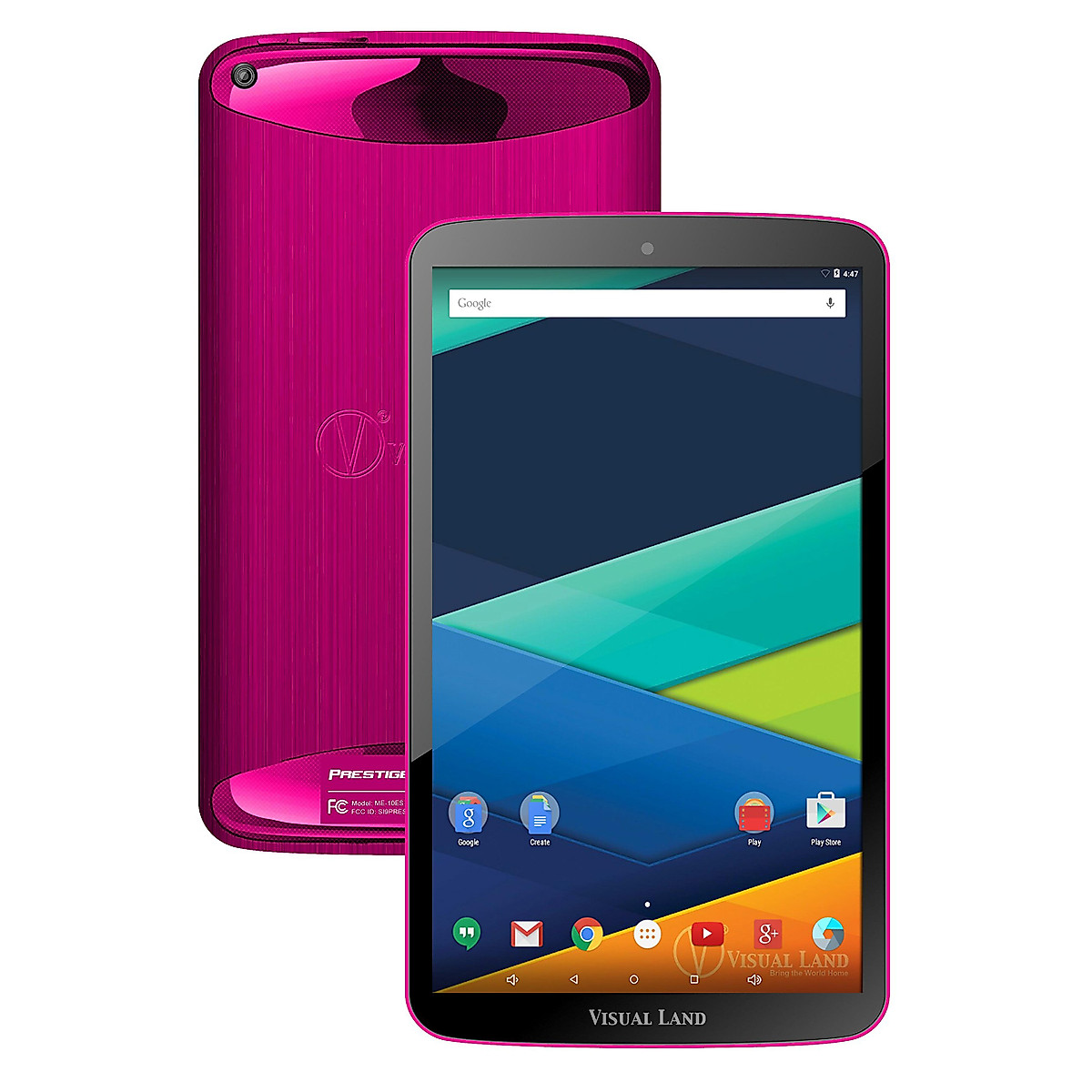 Visual Land Prestige Elite 10QS - 10.1" QuadCore Lollipop 5.0 Android Tablet with Keyboard Case, 16GB, IPS 1280x800 HD Screen, WiFi, Bluetooth ( Magenta )