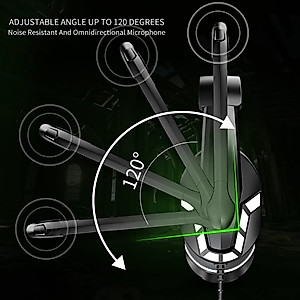 Kikc PS4 Gaming Headset with Mic for Xbox One, PS5, PC, Mobile Phone and Notebook, Controllable Volume Gaming Headphones with Soft Earmuffs, Headphones for Kid - White