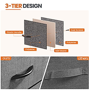 Sweetcrispy Nightstand Set of 2 with 2 Storage Drawers, 20" Height Small Bed Side Furniture End Table, Wooden Top Fabric Cabinet Kids Mini Dresser for Bedroom, Closet, Entryway, College Dorm