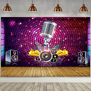 MEETSIOY 10x7ft Karaoke Photography Backdrop Wood Floor Microphone Sound Background Themed Party Photo Booth Backdrop BJMYMT112