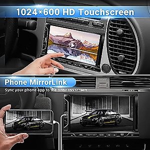 7 Inch Double Din Car Stereo Support Apple CarPlay Android Auto Mirror Link Capacitive Touchscreen Monitor Car Play Radio with Bluetooth 5.0, FM Radio, USB/TF/AUX Port, Backup Camera, Remote Control