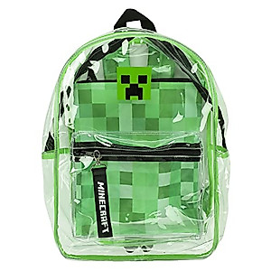 Bioworld Minecraft 17" Clear Plastic Backpack with Removable Laptop Pocket