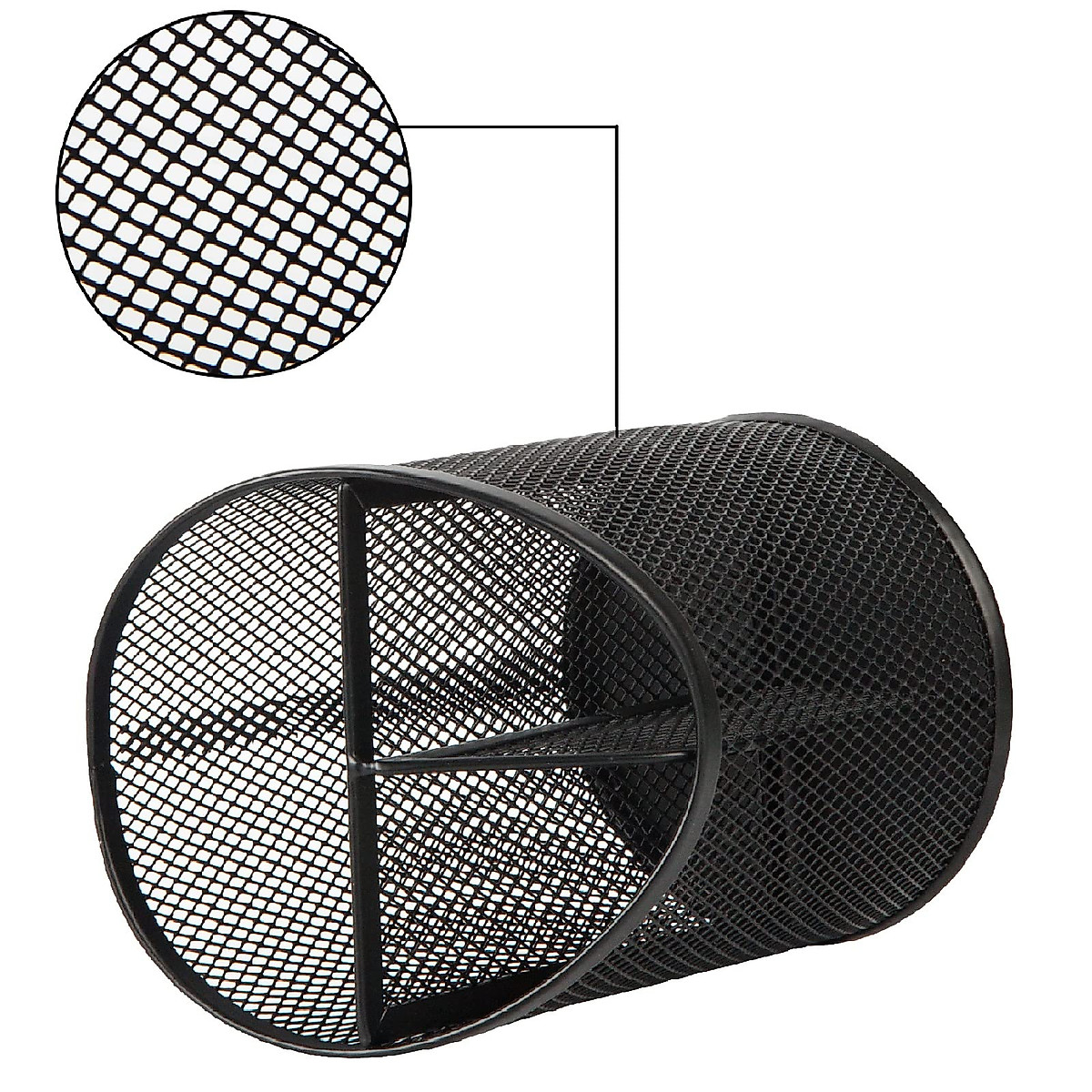 Delifox 2 Pack Pen Holder Pen Organizer for Desk Mesh Round Pencil Holder Desktop Organizer 3 Compartments Pencil Organizer Desk Organizer for Office Home School, Black