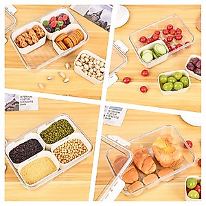 Divided Serving Tray with Lid, 4 Compartments Snackle Box Container, Small Snack Organizer for Adults/Kids, Portable Candy/Fruits/Veggie/Snacks/Nuts Platters for Party, Entertaining, Travel & Picnic