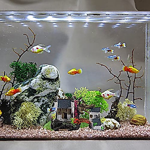 Aquarium Decorations House, Fish Tank Decor Resin Fish Cave Hideout Betta Fish Log Accessories Hollow House Small Fish Hideaway for Betta, Small Lizards, Reptiles