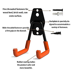 Garage Storage Utility Hooks, Wall Mount Hanging Hooks, Steel U-Hooks Tool Organizer Holder, 2-Pack