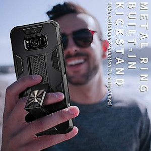 for Samsung Galaxy S8 Plus Case Samsung Galaxy S8+ Case Military Grade Built-in Kickstand Case Holder Armor Heavy Duty Shockproof Cover Protective for Samsung Galaxy S8 Plus Phone Case (Black)