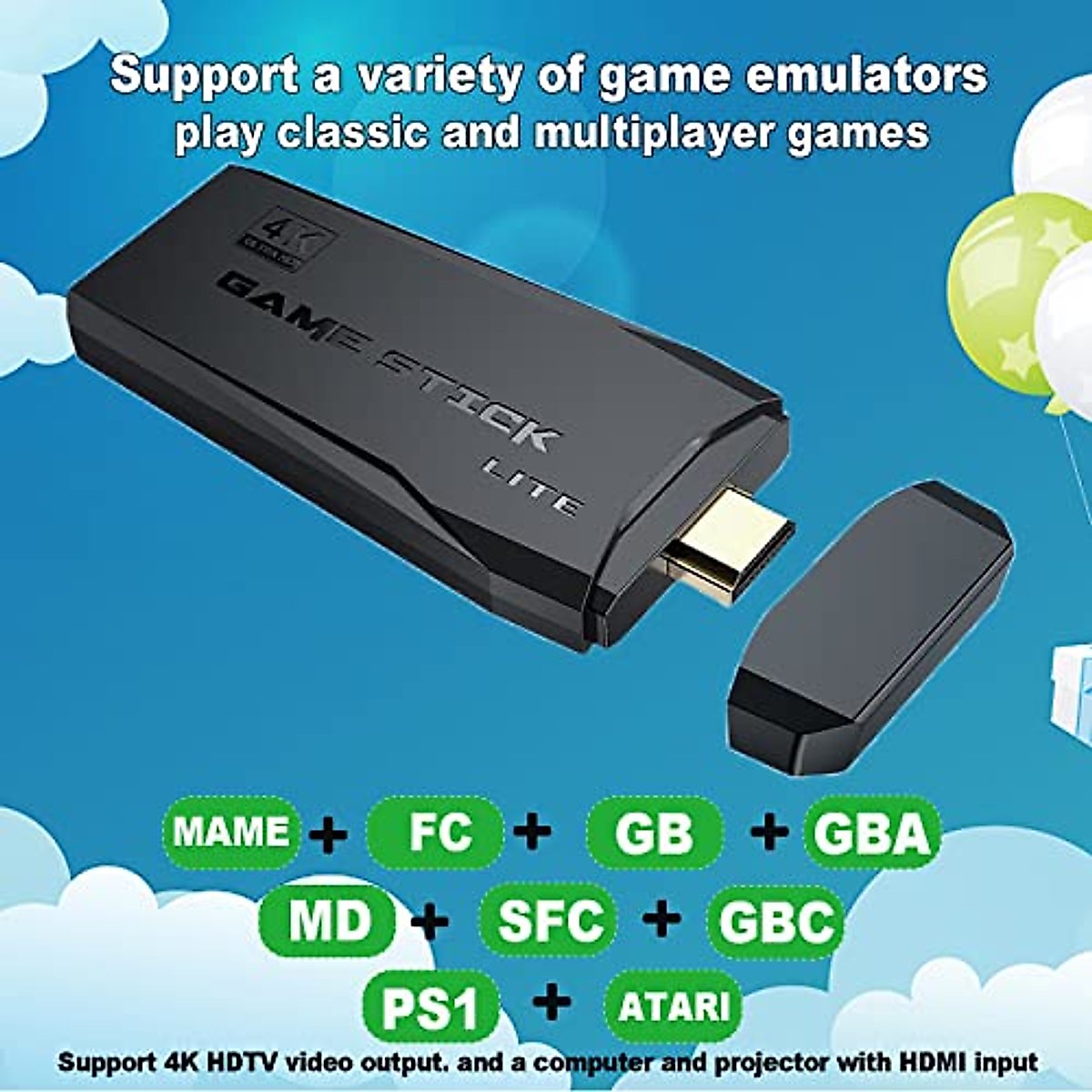 Retro Video Game Console with 10000+ Classic Fc Games, Dual 2.4G Wireless Game Controller, Support Hdmi Output Display Screen Connection,, Birthday Gift
