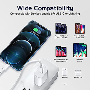 iPhone 12 13 14 Fast Charger,【Apple MFi Certified】 2-Pack 20W Type C Fast Charger Block with 6FT USB-C to Lightning Cable Compatible with iPhone 14 13 12 11 Pro Max/Pro/Plus/Mini/Xs Max/XR/X, iPad