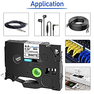 SuperInk 1 Pack Compatible for Brother HSe-221 HSe221 HS-221 HS221 Black on White Heat Shrink Tube Label Tape use in PT-D210 PT-D400 PT-E300 PT-E500 PT-P750WVP Printer (0.34''x 4.92ft, 8.8mm x 1.5m)