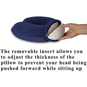 TravelMate Memory Foam Neck Pillow - Adjustable Thickness for Best Comfort, Dark Blue