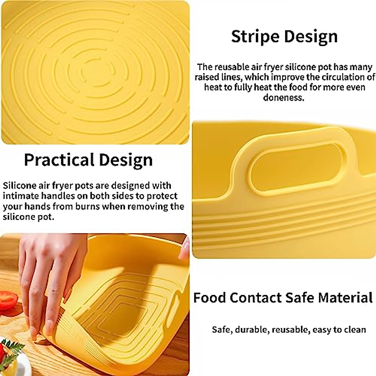 GHappiness Silicone Air Fryer Liner, 2 Pack Non-stick Liner Accessories for 5QT-8QT Air Fryer, Reusable Air Fryer Silicone Air Liner with Gloves & dishcloth(2 Pcs Round)