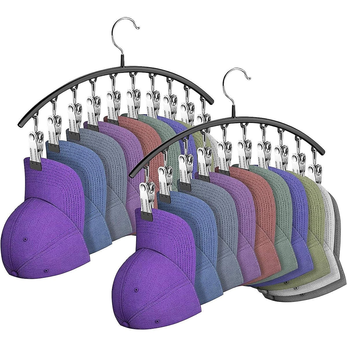 Legging Organizer for Closet,Pants Hangers, Metal Yoga Pants Hangers 2 Pack w/10 Clips, Space Saving Hanging Closet Organizer w/Closet Organizers and Storage for Pants Skirts Scarf Legging