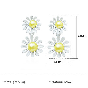 Sttiafay Vintage Resin Daisy Flower Earrings White Flower Stud Earrings Acrylic Daisy Dangle Earrings Boho Sunflower Flower Earrings Jewelry for Women and Girls