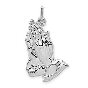 Auriga Fine Jewelry 14k White Gold Praying Hands Pendant Gift for Women