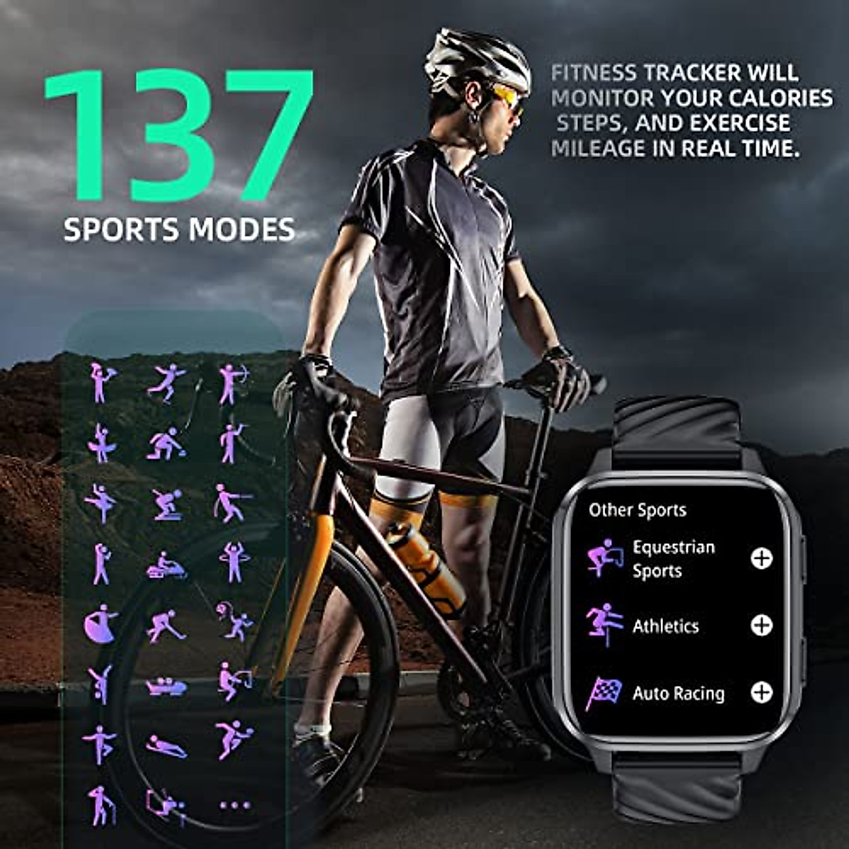 WM Welly Merck Smart Watch, 1.85" Full Screen Fitness Tracker for Android & iOS Phones with Call Heart Rate Sleep Step Monitor, 137 Sport Modes, IP68 Waterproof, Smart Watch for Men Women