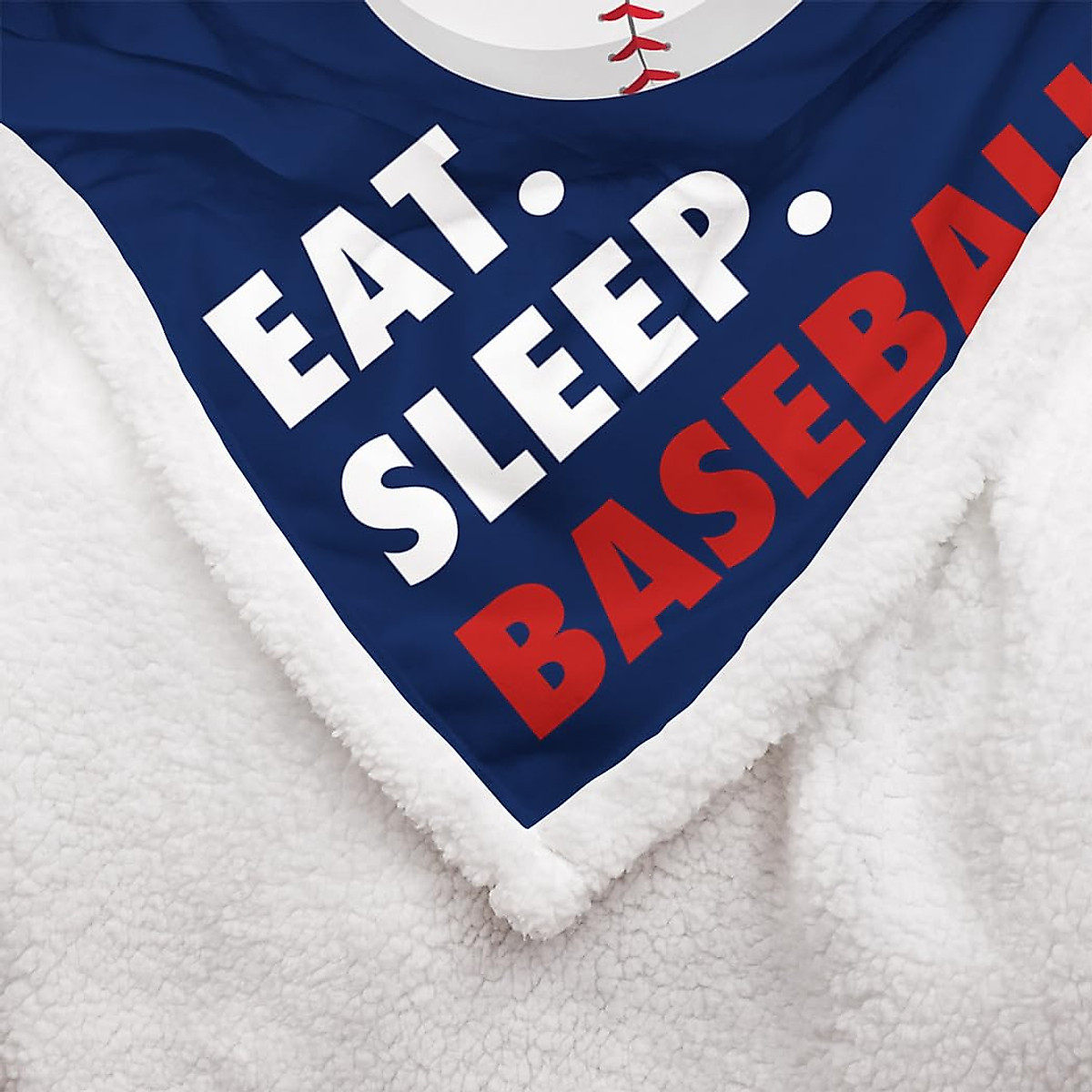 HommomH Sports Sherpa Blanket 60"x 80" Eat Sleep Baseball Navy Blue Blankets Super Soft Fuzzy Thick Warm Fleece Throw for Man Bed Couch