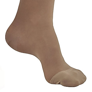 Ames Walker AW Style 4 Sheer Support 15-20 mmHg Moderate Compression Closed Toe Thigh High Stockings w/Top Band Taupe Xlarge