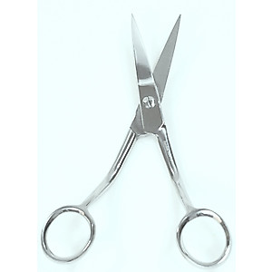 ThreadNanny Duckbill Scissors (4.5-Inch) - Duckbill Applique Scissors for Professionals - Ergonomically Bent Curved Offset Handle - Paddle Shaped, Razor-Sharp, Premium Grade German Steel