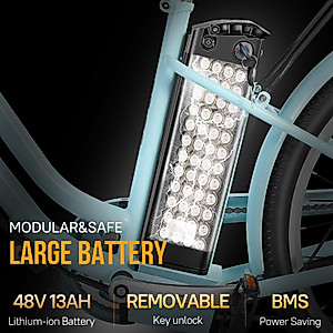 GELEISEN Electric Bike for Adults, 26" Ebikes, Peak 750W Electric Cruiser Bike with 48V 14.5Ah/11.6Ah Removable Battery, 25Mph Electric Bicycle w/ 7-Speed & Front Suspension(Fits for 5'2"-6'5")