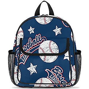 Pardick Baseball Kids Backpack for Boys Girls Toddler Backpack Lightweight Preschool Kindergarten Backpack with Chest Strap Baseball Ball Children Bookbag for School, Travel, Nursery