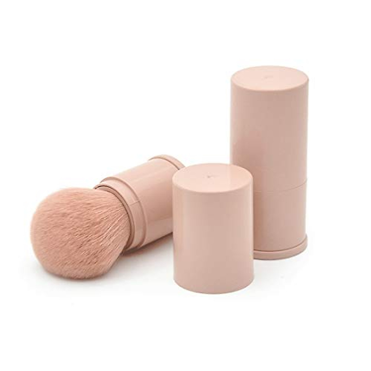 RN BEAUTY Retractable Powder Brushes Foundation Brush Blush Brush Bronzer Brush Face Blender Brush Professional Mineral Blending Buffing Kabuki Makeup Application Portable With Cover - Leather Pink