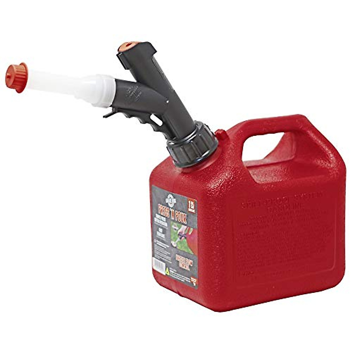 GARAGE BOSS GB320 Briggs and Stratton GarageBoss Press 'N Pour 2+ Gallon Gas Can, Red & GB310 Briggs and Stratton GarageBoss Press 'N Pour 1+ Gallon Gas Can, Red
