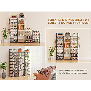 9 Tier Shoe Rack for Closet | Metal Shoe Shelf | Black Vertical Versatile Garage Entryway Tall Storage Organizer for 40-60 Pairs of Shoes and Boots | Large Capacity Sturdy Save Space Easy to Assemble