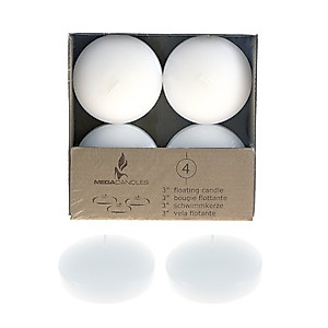Mega Candles - Unscented 3" Floating Disc Candles - White, Set of 12