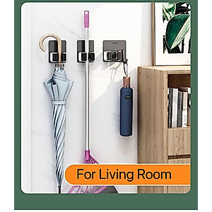 Generic 2 Pack Mop Holder Wall Mount Stainless Steel with Hook, Screw Drilling or Self Adhensive Broom Holder, Storage Rack for Closet Laundry Garage Garden Tool Origanizer, Orange