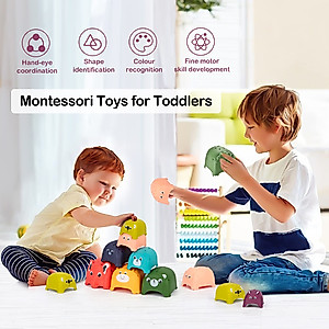 EINSTEM Toddler Toys Age 1-2, 2-4, Animal Stacking Cups, Baby Toys for Boys and Girls Learning Sorting and Building Blocks, 8 Pieces