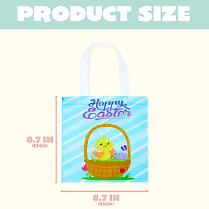 JOYIN 24 Pcs Easter Gift Bags, 8.7" x 8.7" Mini Size Creamed Tone Easter Gift Kraft Treat Goodie Bags and Basket with Handles for Easter Egg Hunt, Easter Party Favors