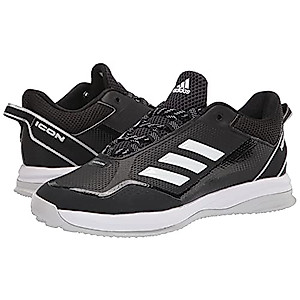 adidas Men's Icon 7 Turf Baseball Shoe, Black/White/Silver Metallic, 12