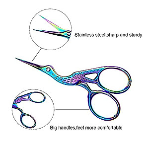 Weabetfu 3.6-inch Small Sewing Scissors with Leather Scissors Cover,Stainless Steel Stork Craft Scissors DIY Tools,Dressmaker Shears Scissors for Embroidery,Craft,Needlework,Artwork & Everyday Use