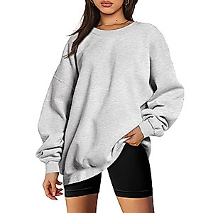 EFAN Hoodies for Women Sweatshirts Oversized Sweaters Fall Outfits Clothes 2023 Crew Neck Pullover Tops Loose Comfy Winter Fashion Grey