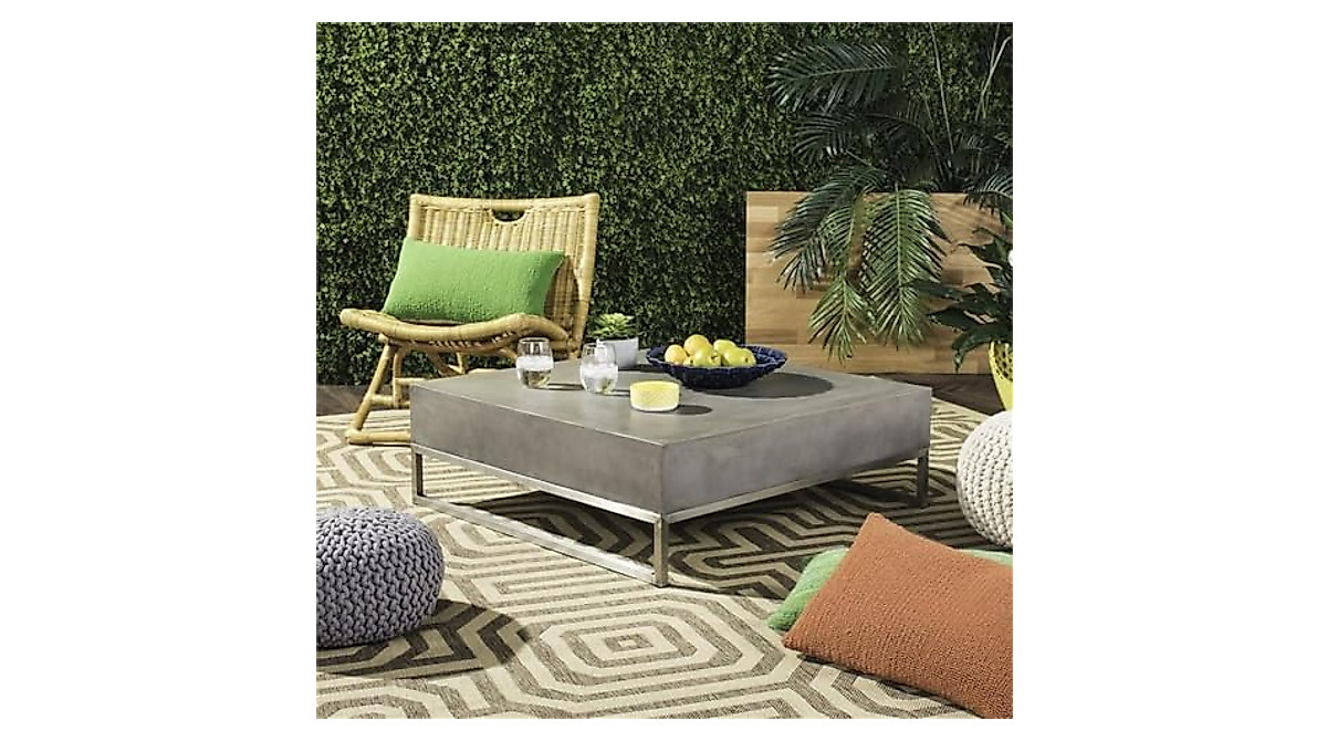 SAFAVIEH Eartha Modern Dark Grey Concrete Coffee Table
