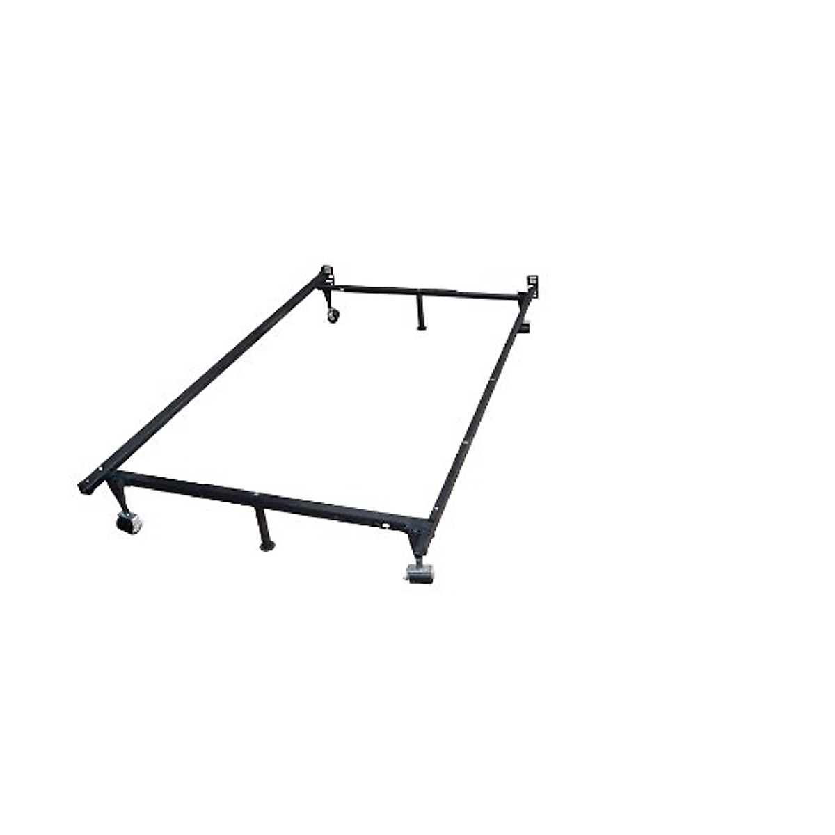 Kings Brand Furniture Heavy Duty Adjustable Metal Queen, Full, Full XL, Twin, Twin XL, Bed Frame with Rug Rollers & Locking Wheels