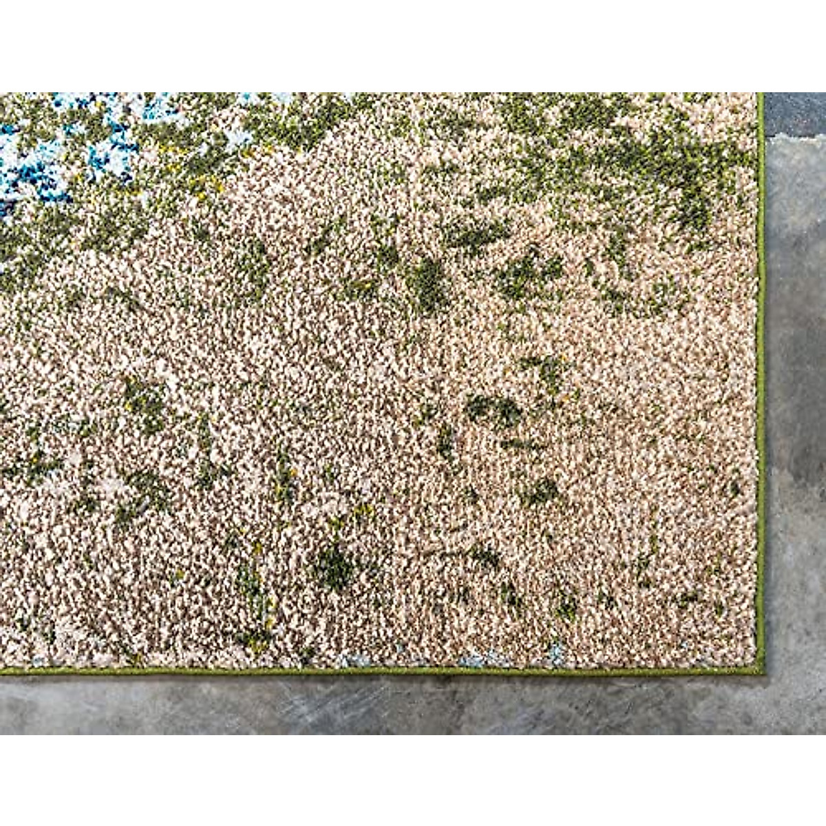 Unique Loom Estrella Collection Abstract, Modern, Light Colors, Distressed Area Rug, 9 ft x 12 ft, Blue/Beige
