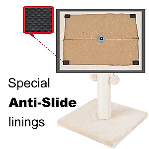 Dimaka Cat Scratching Post, Natural Sisal Rope Claw Scratcher Post with 4 Hanging Toy Balls for Indoor Cats and Kittens (25 inches for Kittens, Beige)