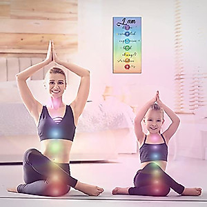 Chakra Quotes Sign Wall Decor Yoga Zen Wall Art Wooden Spiritual Decor Motivational Meditation Wall Art Zen Buddhism Spa Room Decor for Yoga Living Room Bedroom Bathroom Wall Decorations (Safe Style)