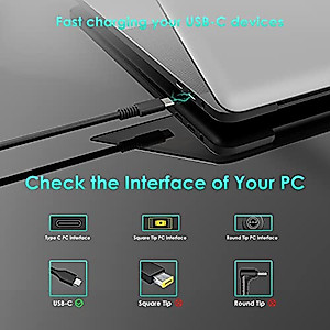 USB C Laptop Charger 100W AC Laptop Power Adapter with 12W USB A Output for MacBook ASUS Huawei Lenovo HP Dell Samsung Acer Toshiba Chromebooks and More,USB-C port DC 5V-20V 5.0A,USB-A port DC 5V 2.4A