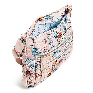 Vera Bradley Women's Performance Twill Triple Zip Hipster Crossbody Purse, Peach Blossom Bouquet, One Size