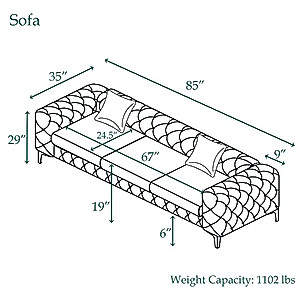 Morden Fort Modern Contemporary Sofa Couch with Deep Button Tufting Dutch Velvet, Solid Wood Frame and Iron Legs-Beige