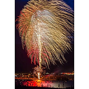 ArtDirect Colorado, Frisco Fireworks Display on July 4th XIX 13x18 Black Modern Wood Framed with Double Matting Museum Art Print by Lord, Fred