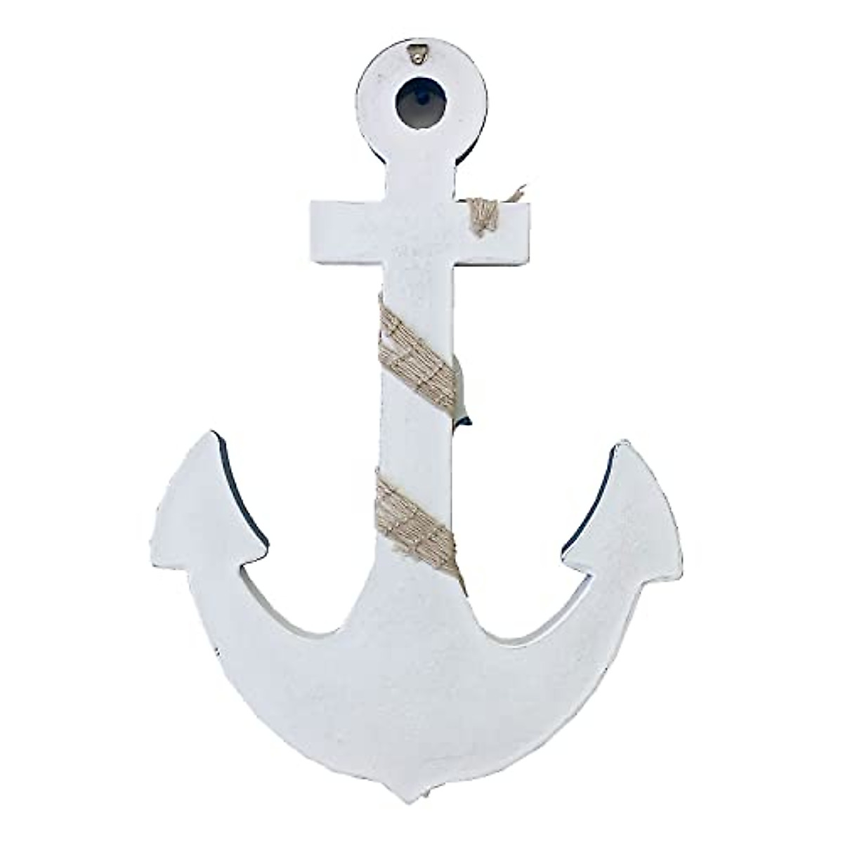 Rainbow Handcrafts Nautical Rustic Wooden Anchor with Rope Crosses Wall Art Decor,Boat Wheel,Hanging Wood Crossbar Anchor Decorative Home Bathroom Office Beach Theme Decoration 18''H （White）