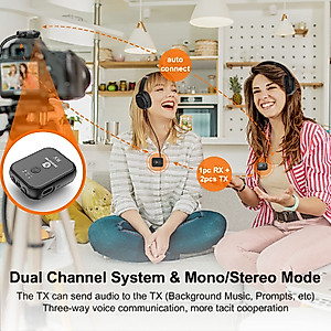 ZOWEETEK Wireless Lavalier Microphone Dual Channel,Suitable for iPhone,Android Phone,Ipad,DSLR,GoPro,Camera,Laptop.