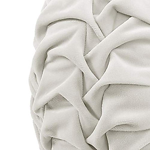 Lush Decor Round Pleated Soft Velvet Decorative Pillow, 1 Count (Pack of 1), White