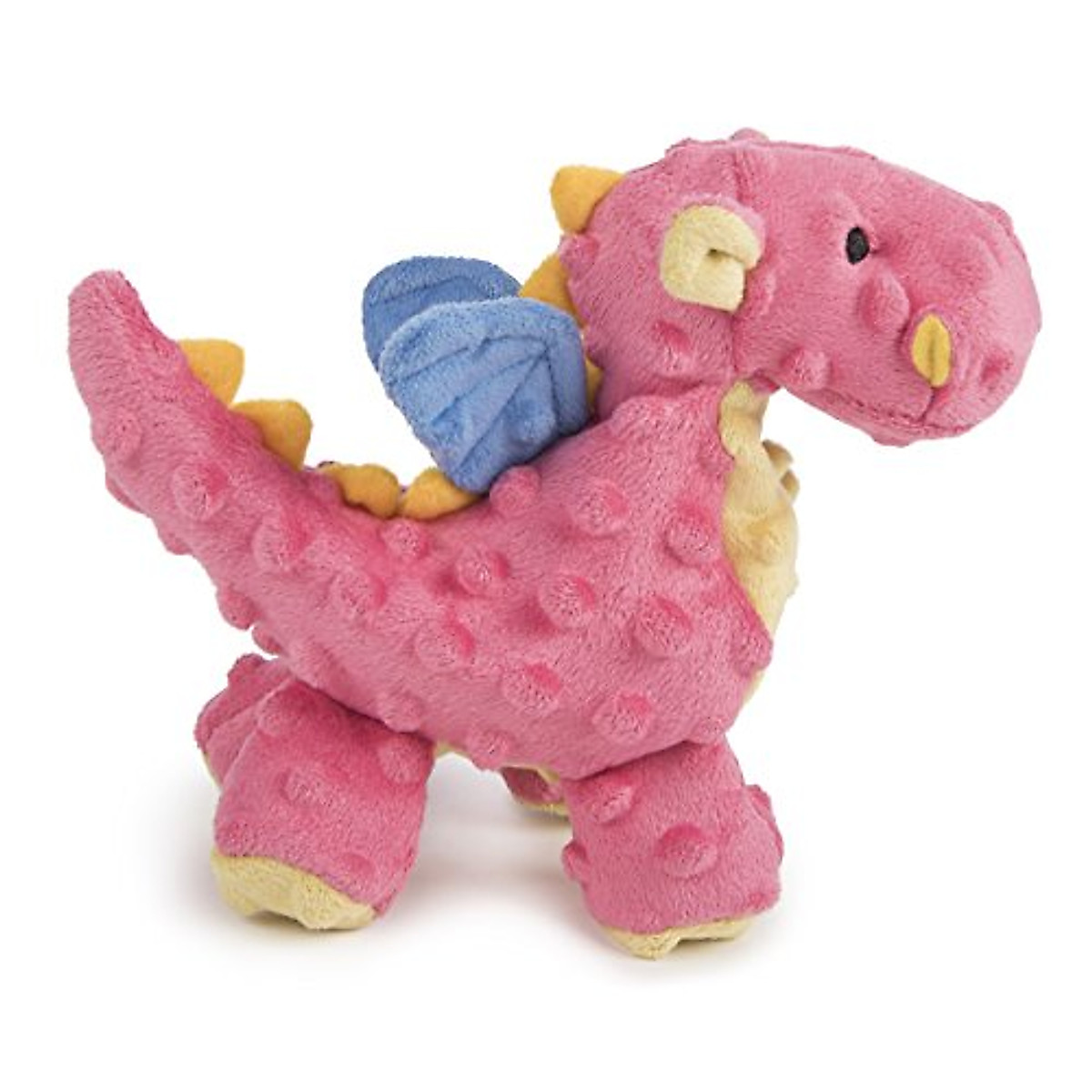 goDog Bubble Plush Dragons Squeaky Dog Toy, Chew Guard Technology - Coral, Small