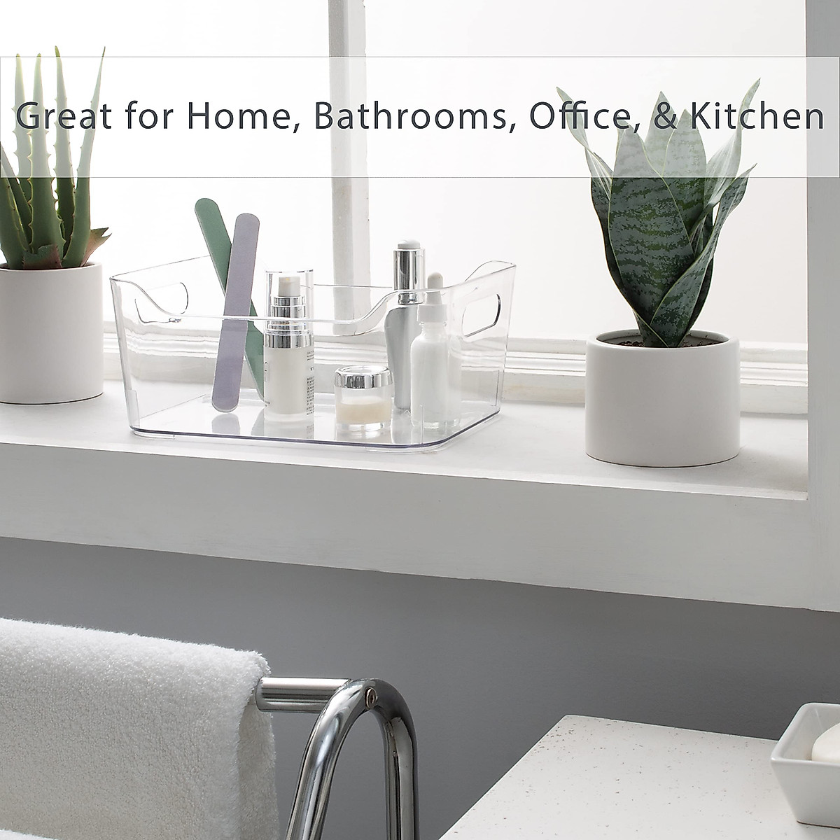 Simplify 2 Pack Medium, Super Clear Storage Tote Bin